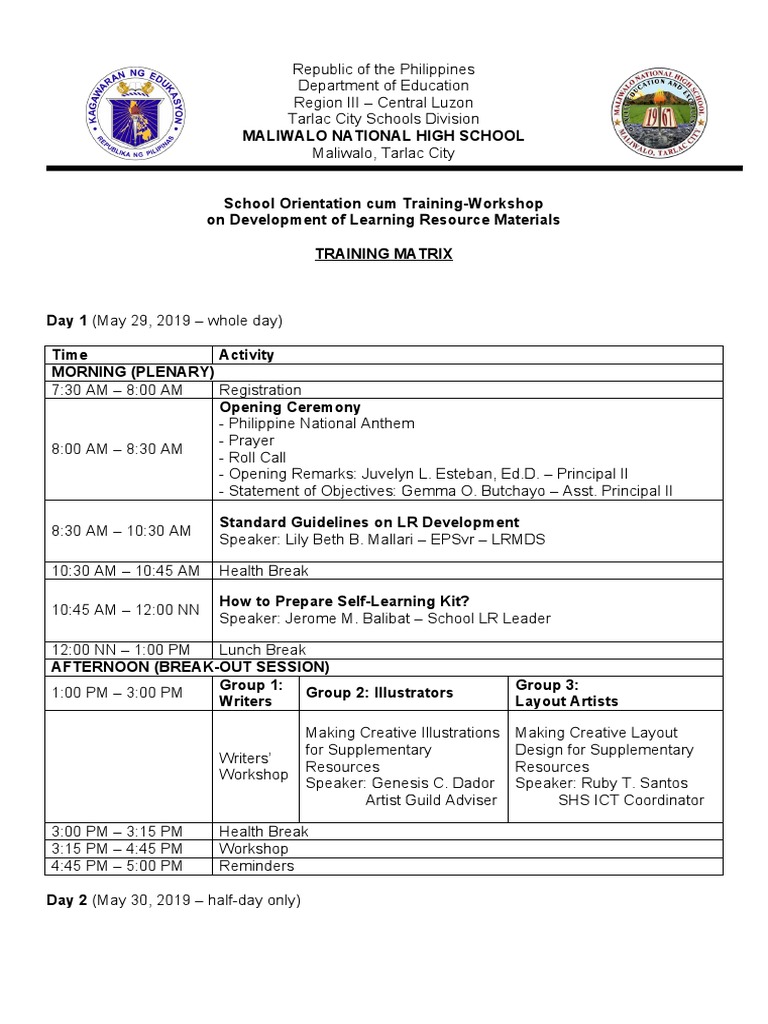 Training Matrix | PDF