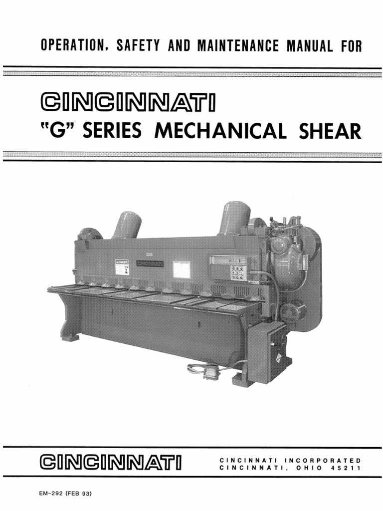 Cincinnati G Series Mechanical Shears Manual | PDF