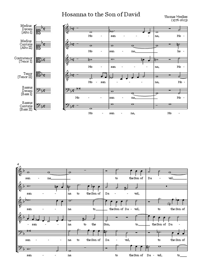 Weelkes' Hosanna to the Son of David | PDF | Choral Music | Compositions