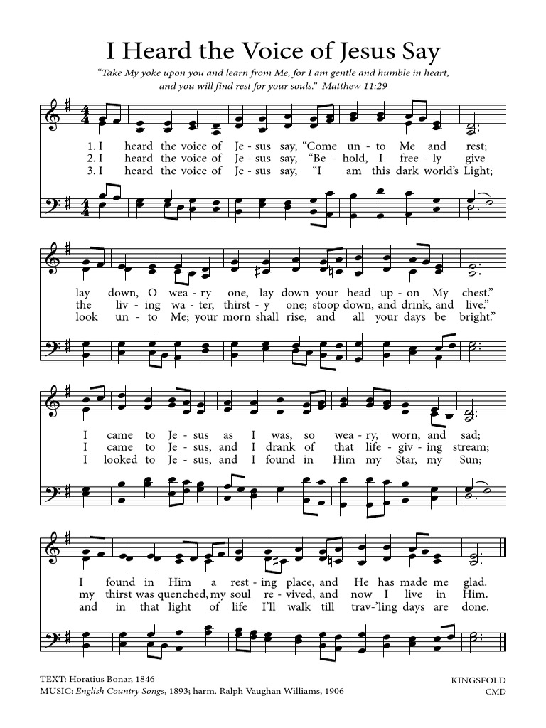 I Heard The Voice of Jesus Say | PDF
