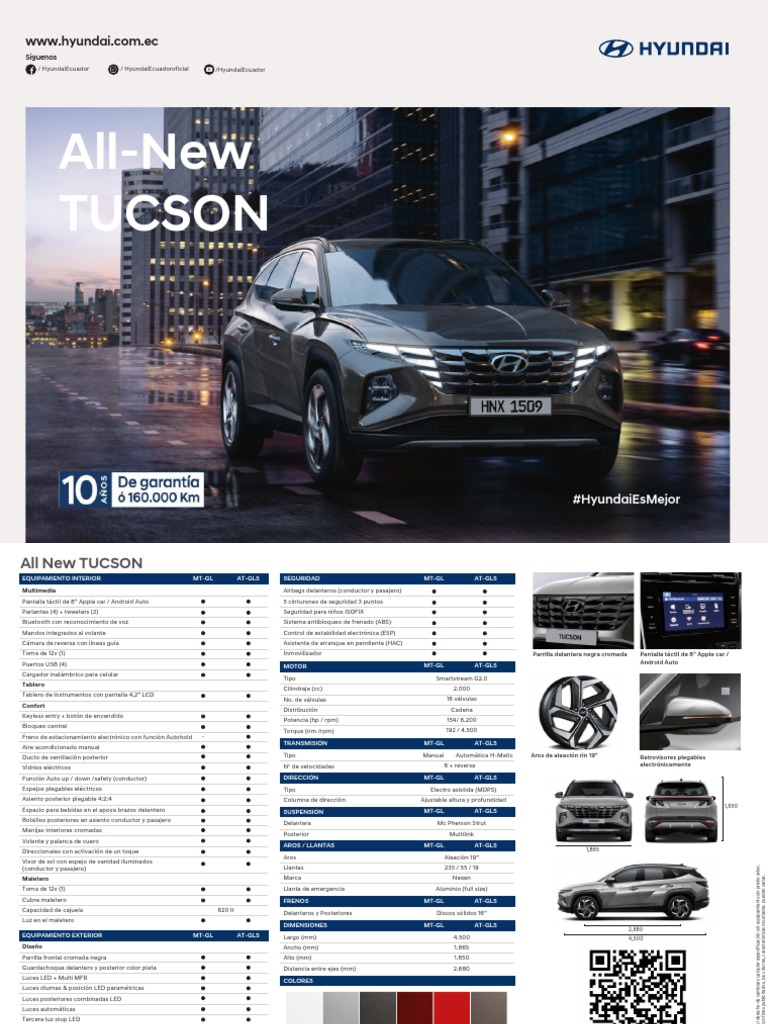 Nuevo Tucson Ficha Tecnica.4fe453d1 | PDF | Diodo emisor de luz | Sistema de freno antibloqueo