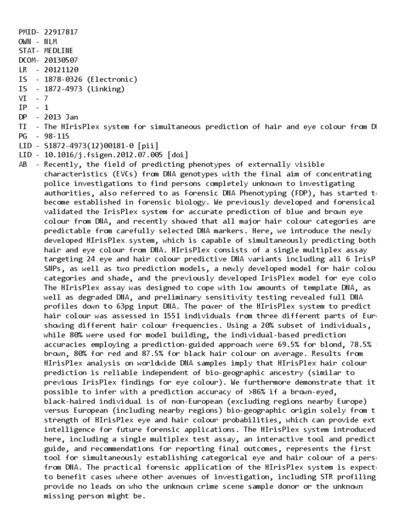 Simultaneous Prediction of Hair and Eye Colour | PDF | Life Sciences ...