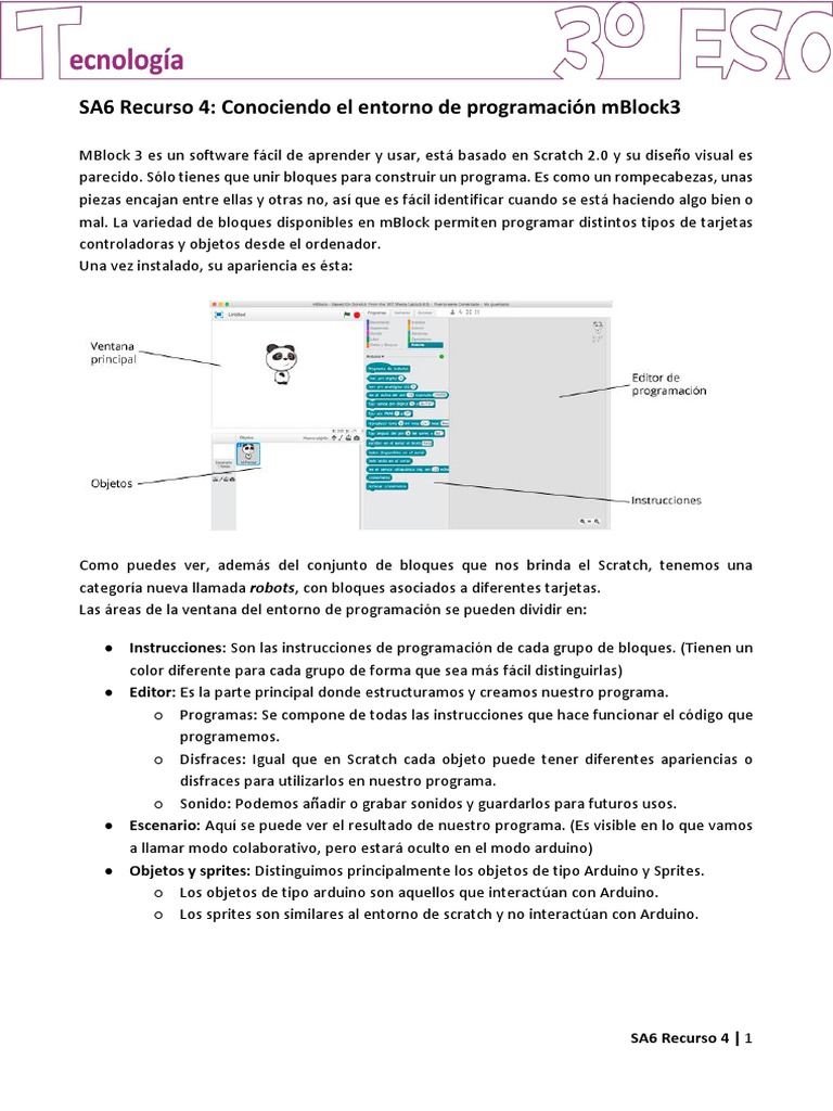Sa6 Recurso 04 Conociendo El Entorno de Programacion Mblock | PDF ...