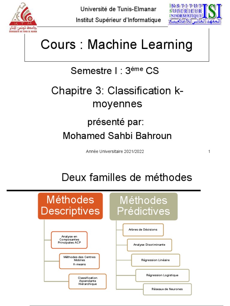 Cours: Machine Learning: Semestre I: 3 CS | PDF | Computers