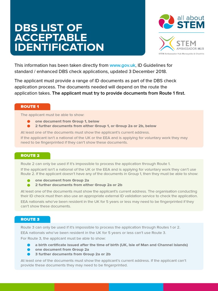 Dbs List of Acceptable Identification: WWW - Gov.uk | PDF | Identity ...