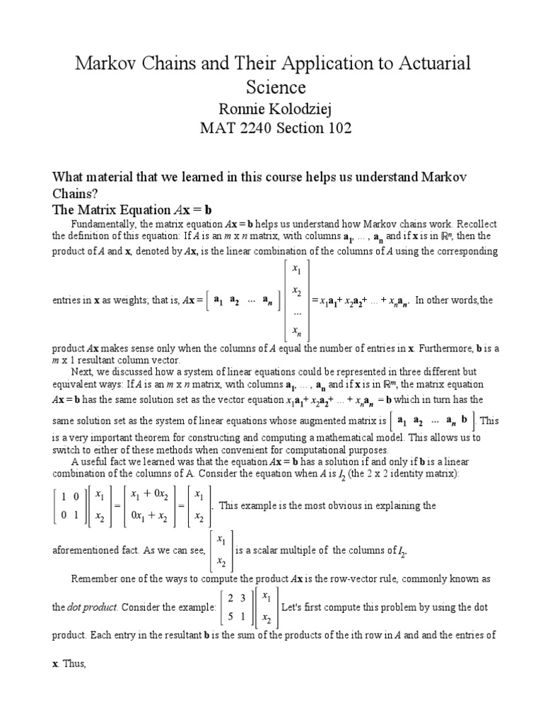 Cadenas de Markov | PDF | Matrix (Mathematics) | Eigenvalues And Eigenvectors