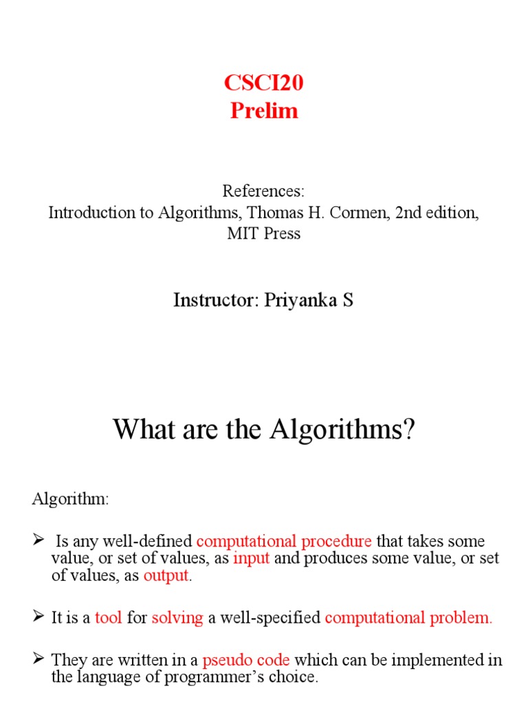 CSCI20 Prelim: Instructor: Priyanka S | PDF | Computer Programming | Discrete Mathematics