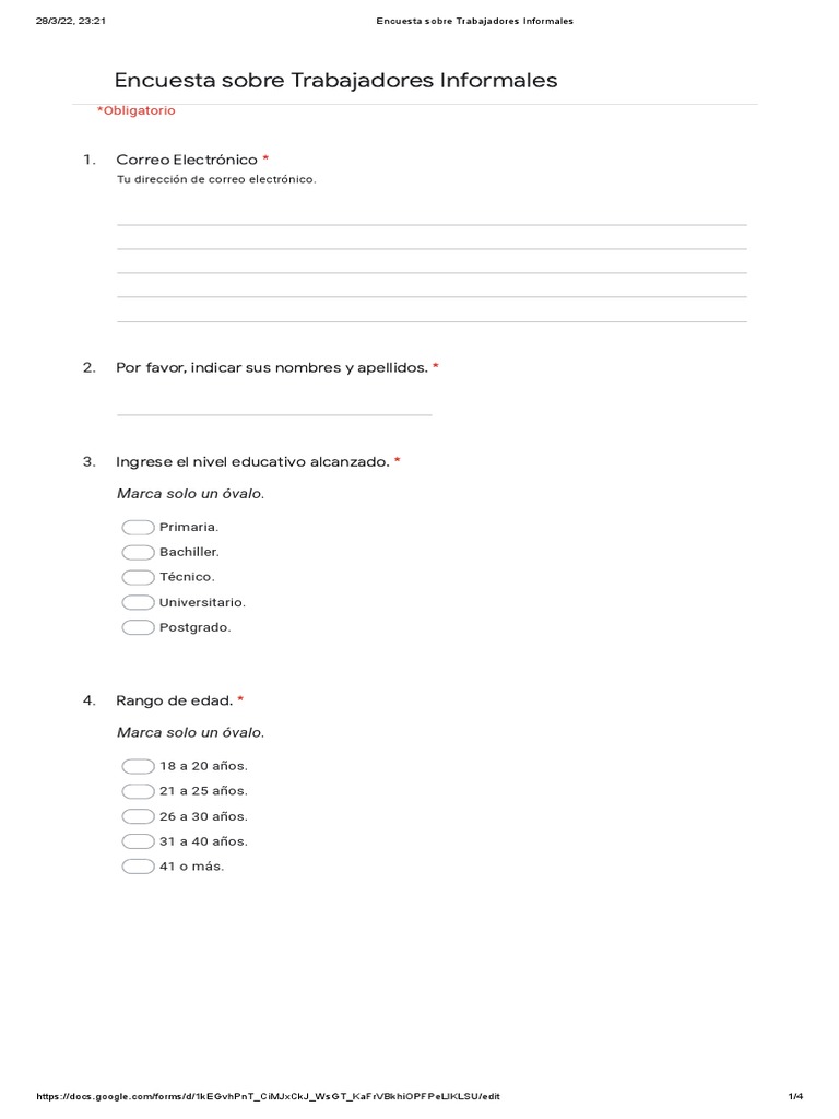 Grupo F-Diseño Cuestionario Encuesta - 2022-03-28 | PDF | Negocios