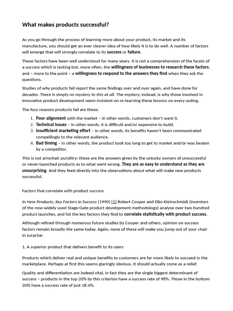 What Makes Products Successful | PDF | Market (Economics) | Marketing