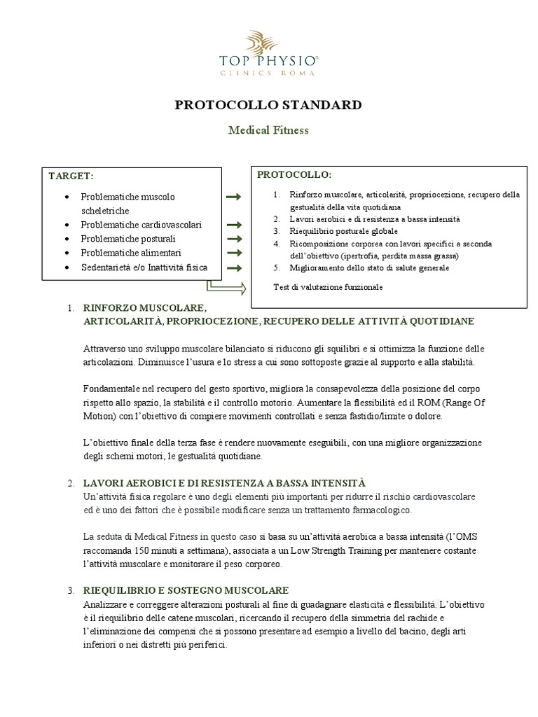 Protocollo Medical Fitness | PDF