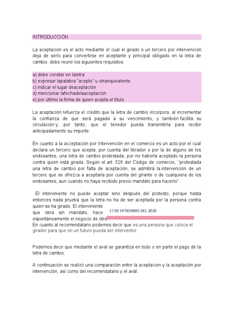 Aceptación y Recomendatario en Letras | PDF | Pagaré