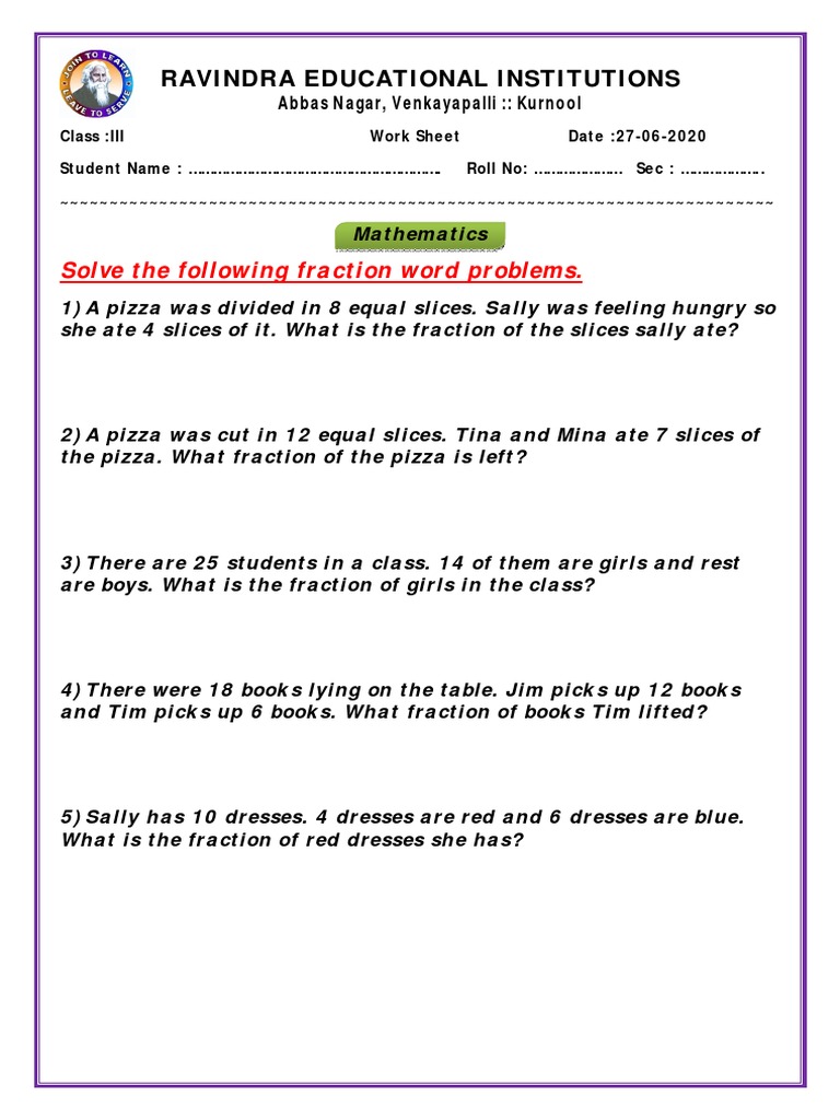 III Class Worksheet | PDF