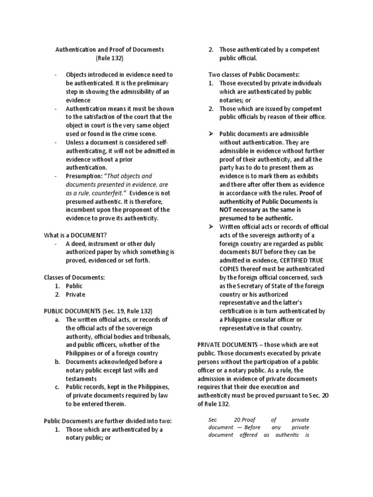 Document Authentication Rules | PDF | Evidence (Law) | Evidence
