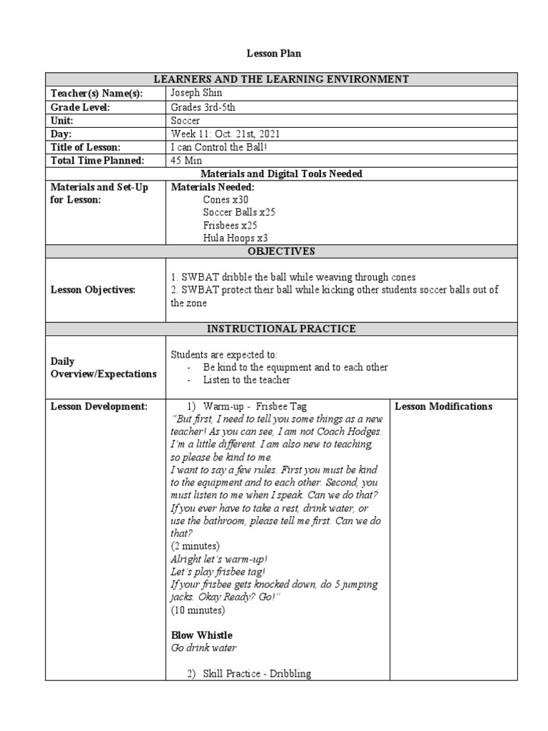 3rd-5th Grade Week 11 Lesson Plan 1 | PDF | Lesson Plan | Communication