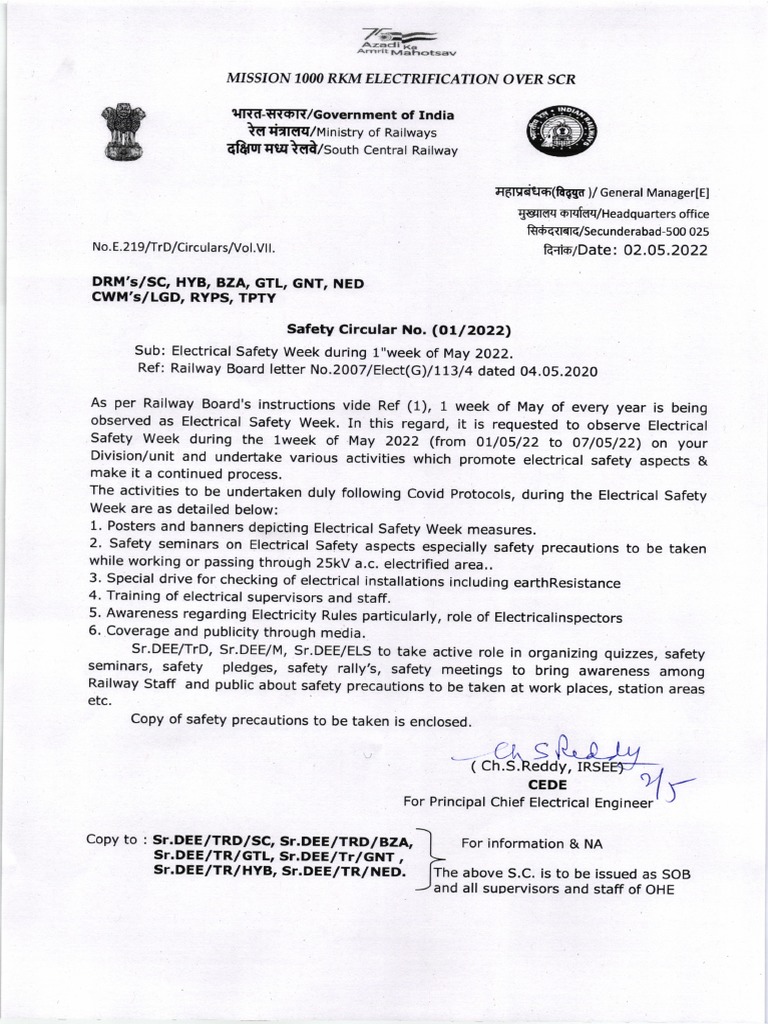 Safety Circular - Electrical Safety Week | PDF | Rail Transport ...