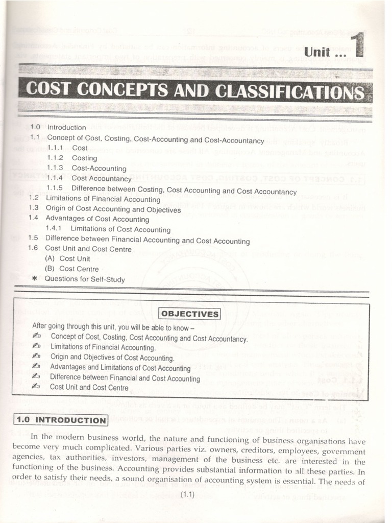 Cost Accounting - Chapter 1 - Part 1 | PDF