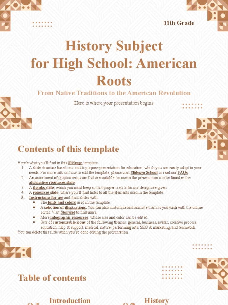 History Subject For High School - 11th Grade - American Roots - From ...