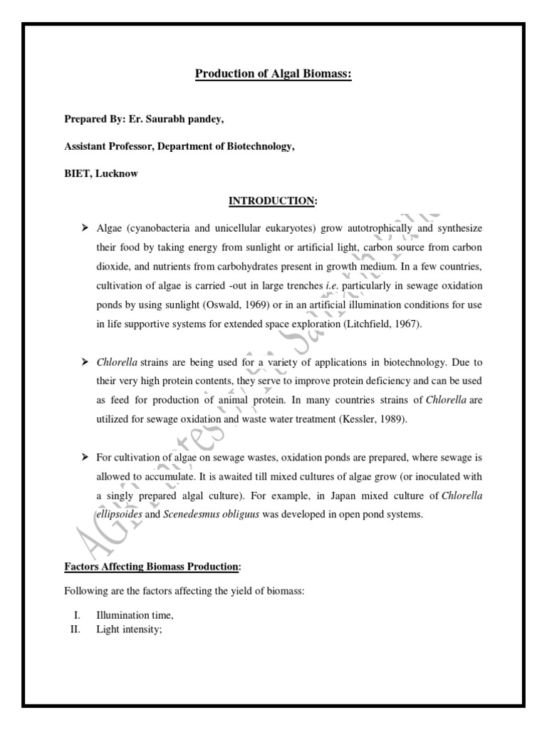 Microalgae Notes by Me | PDF | Algae | Sewage Treatment