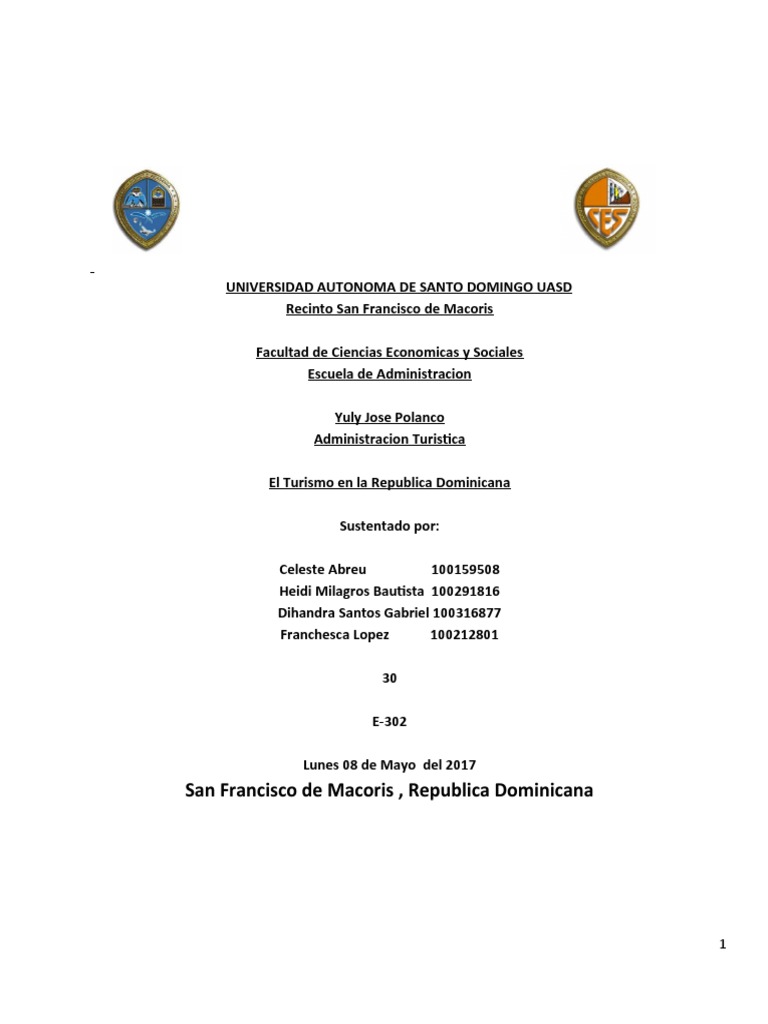 El Turismo en La República Dominicana 01 | PDF | Turismo | República ...