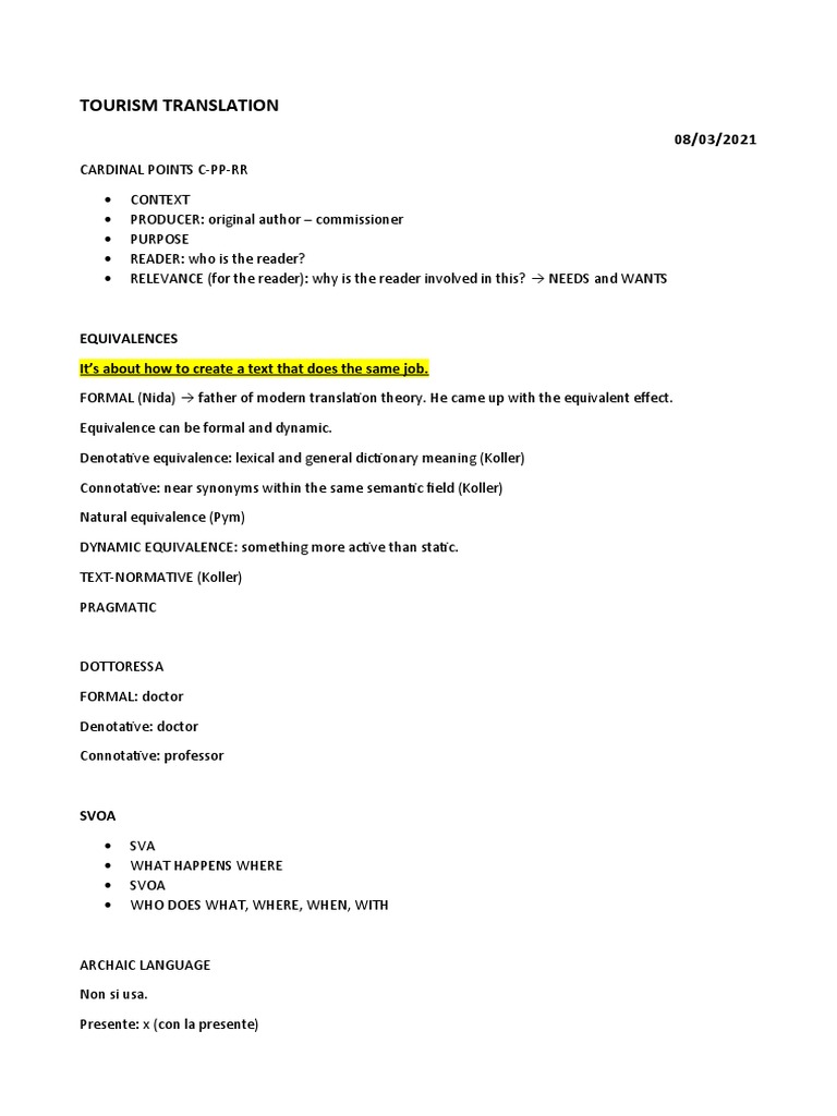 Tourism Translation | PDF