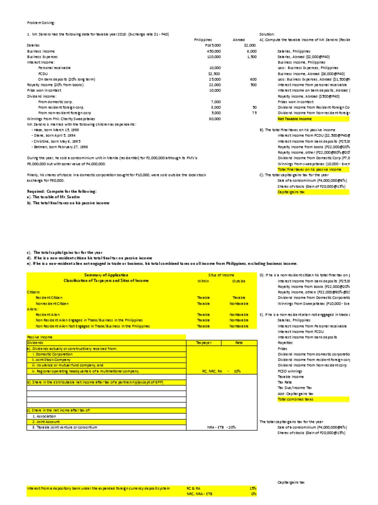 Individual Taxation - Problem Solving | PDF | Capital Gains Tax | Taxes