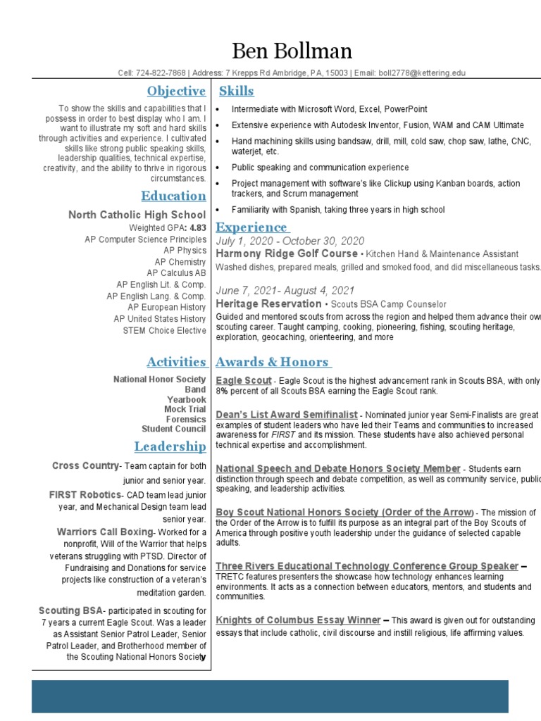 Kettering Co-Op Resume | PDF | Boy Scouts Of America