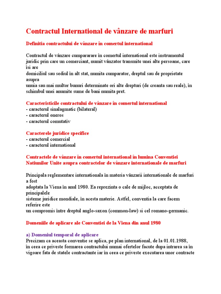 Contractul International de Vânzare de Marfuri | PDF