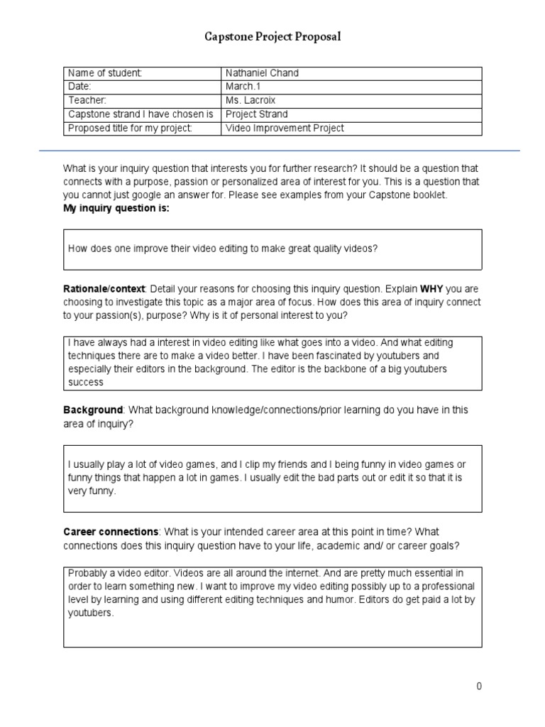 Capstone Project Proposal | PDF | Mentorship | Video