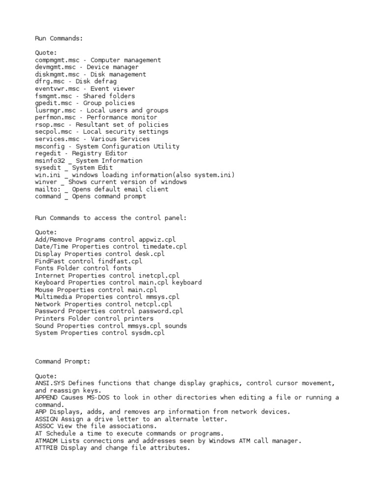 Windows Shortcuts | PDF | Command Line Interface | Computer File
