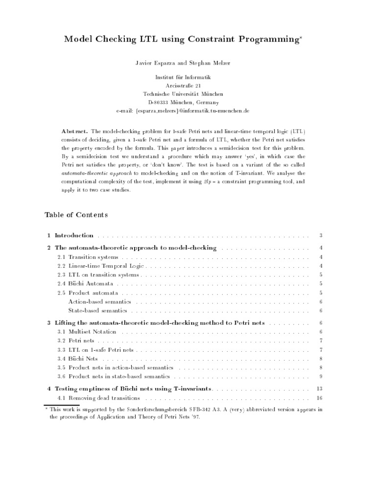 Model Checking LTL Using Constraint Programming | PDF | Logic | Theory ...