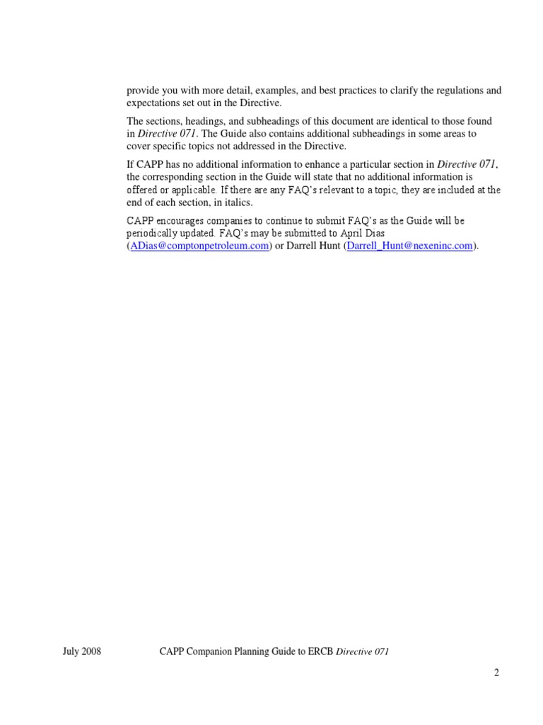 CAPP Guide to ERCB Directive 071 | PDF | Business