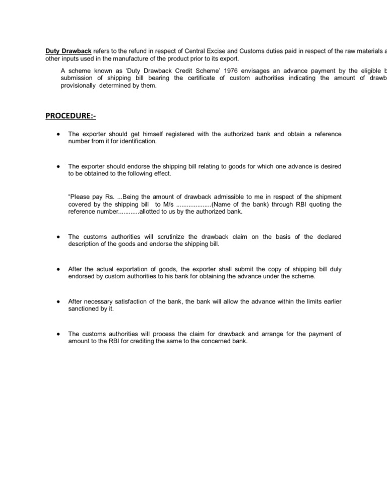 Duty Drawback Process Explained | PDF | Business | Law