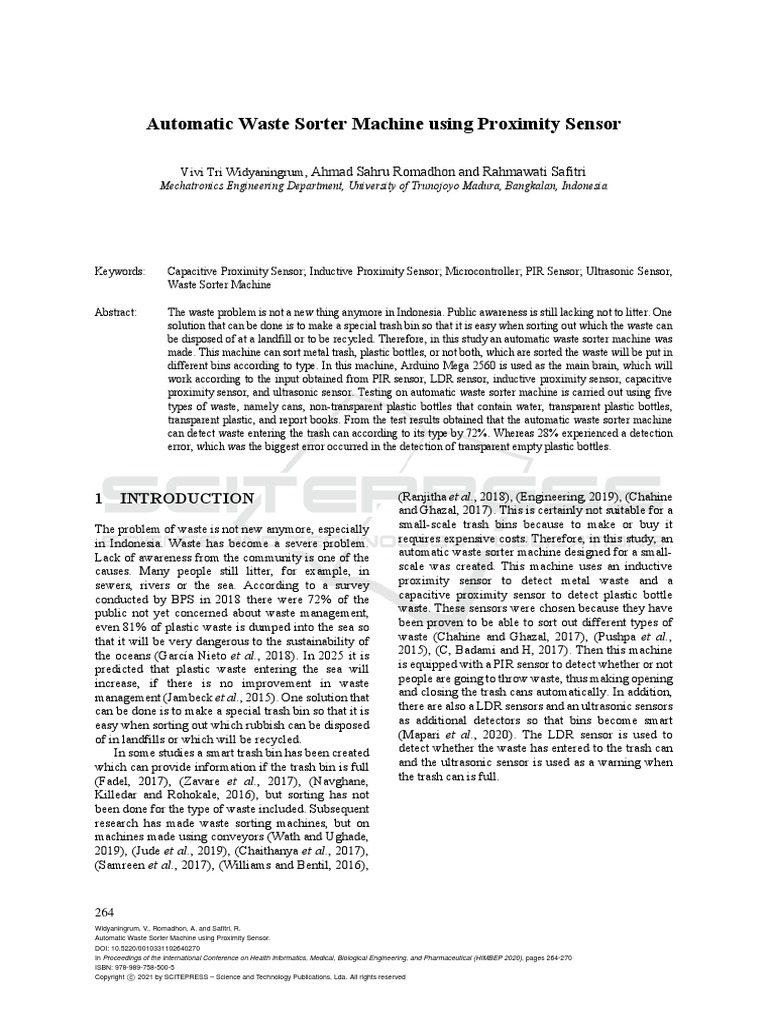 2.automatic Waste Sorter Machine Using Proximity Sensor | PDF | Waste | Sensor