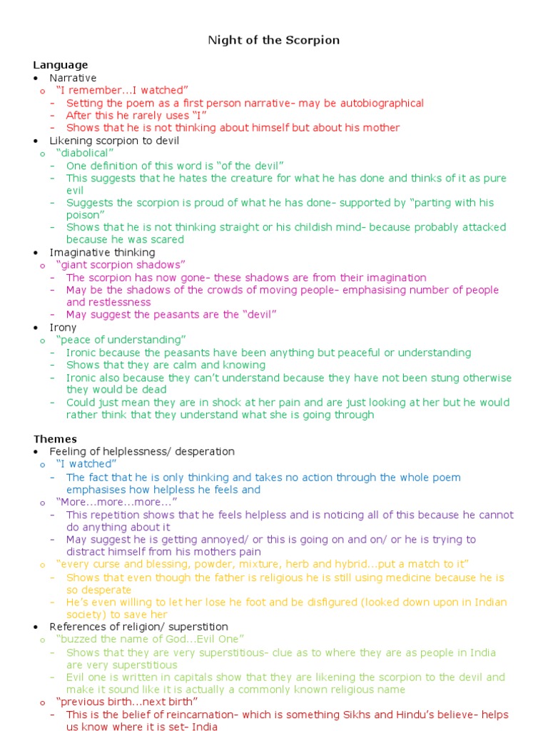 GCSE English Language Poems Night of the Scorpion | Superstitions