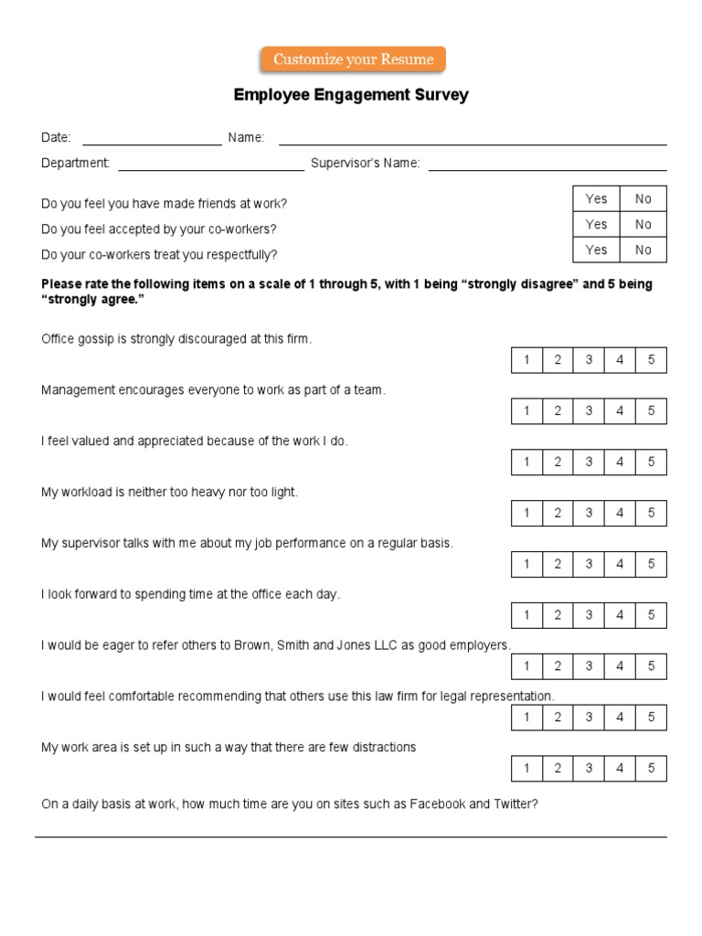 Employee Engagement Survey | PDF | Copyright | Business