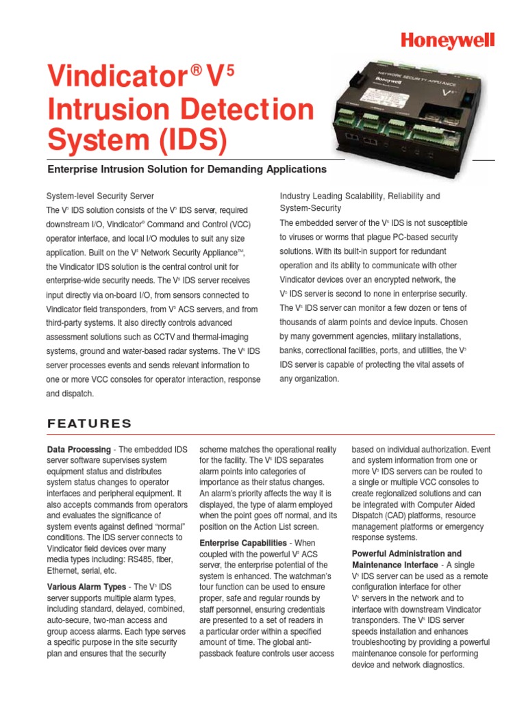 Vindicator V5 IDS Data Sheet 2 PDF | PDF | Server (Computing) | Computer Network