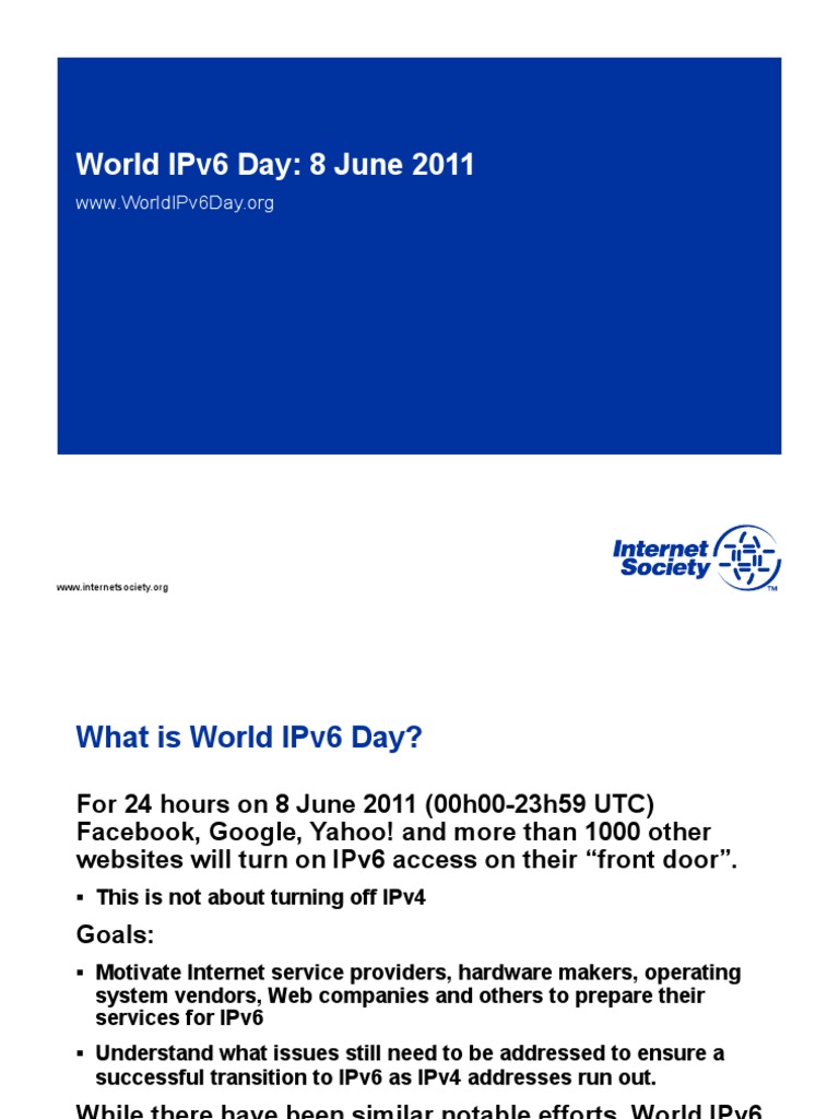 World IPv6 Day Overview | PDF | I Pv6 | Cyberspace
