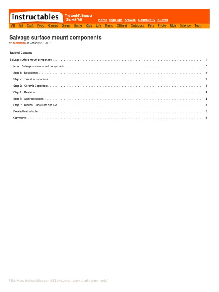 Salvage Surface Mount Components | PDF | Capacitor | Printed Circuit Board