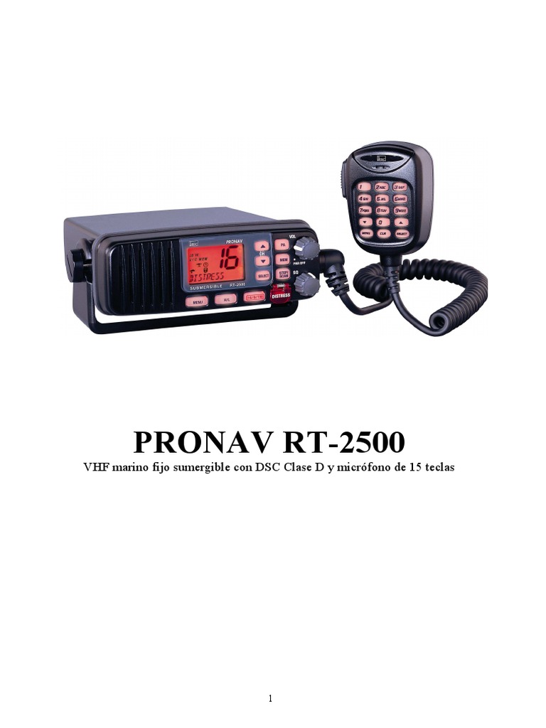 PRONAV RT VHF Marino Fijo Sumergible Con DSC Clase D y Micrófono de 15 ...