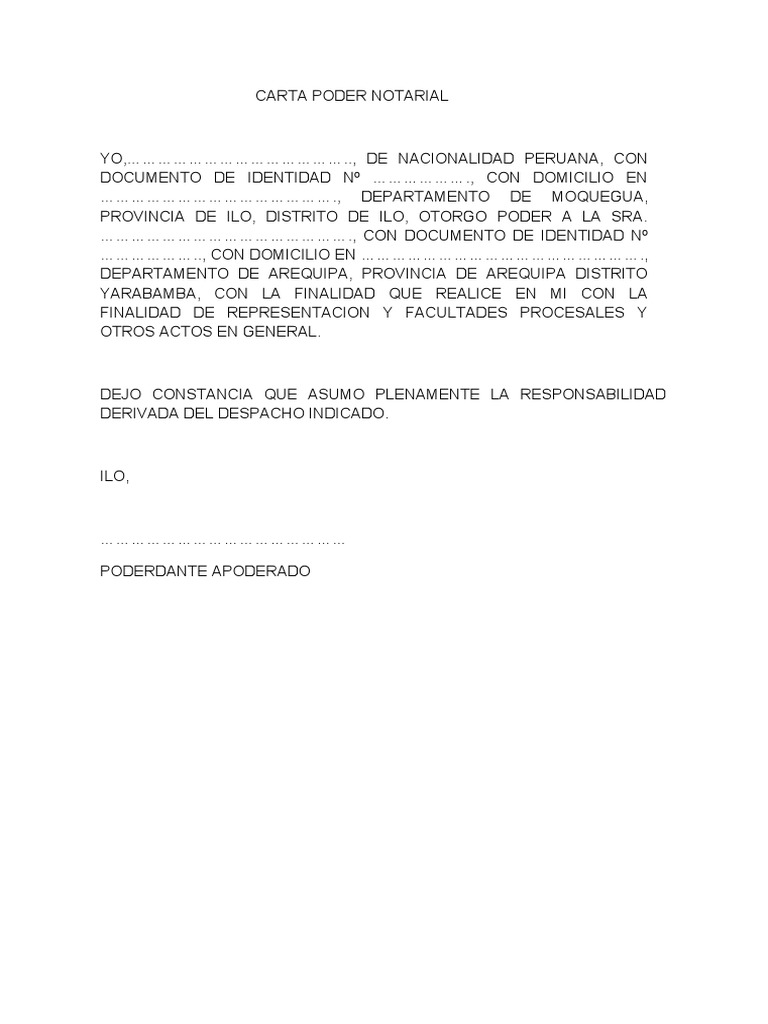 Carta Poder Notarial | PDF | Derecho
