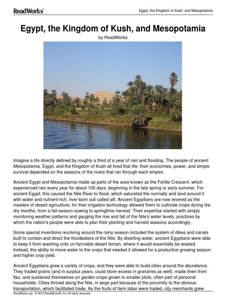 Egypt, The Kingdom of Kush, and Mesopotamia | PDF | Mesopotamia ...