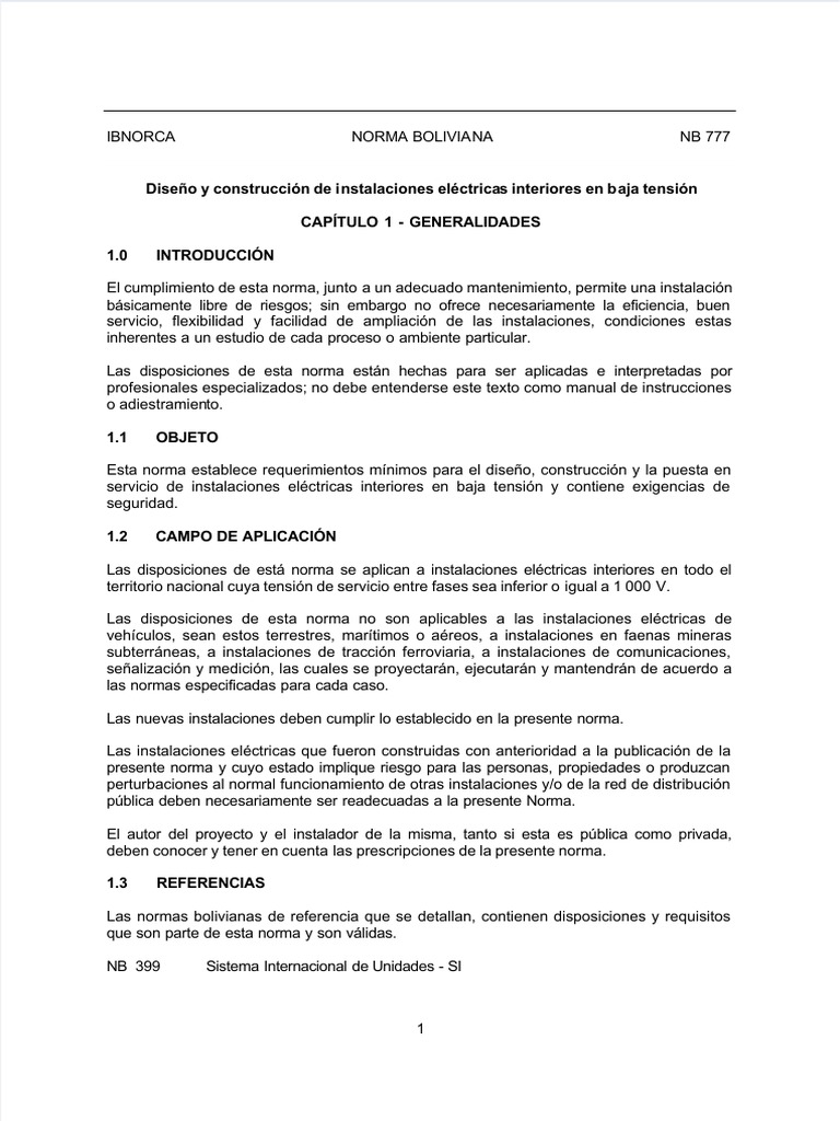 Norma NB777 | PDF | Corriente eléctrica | Encendiendo