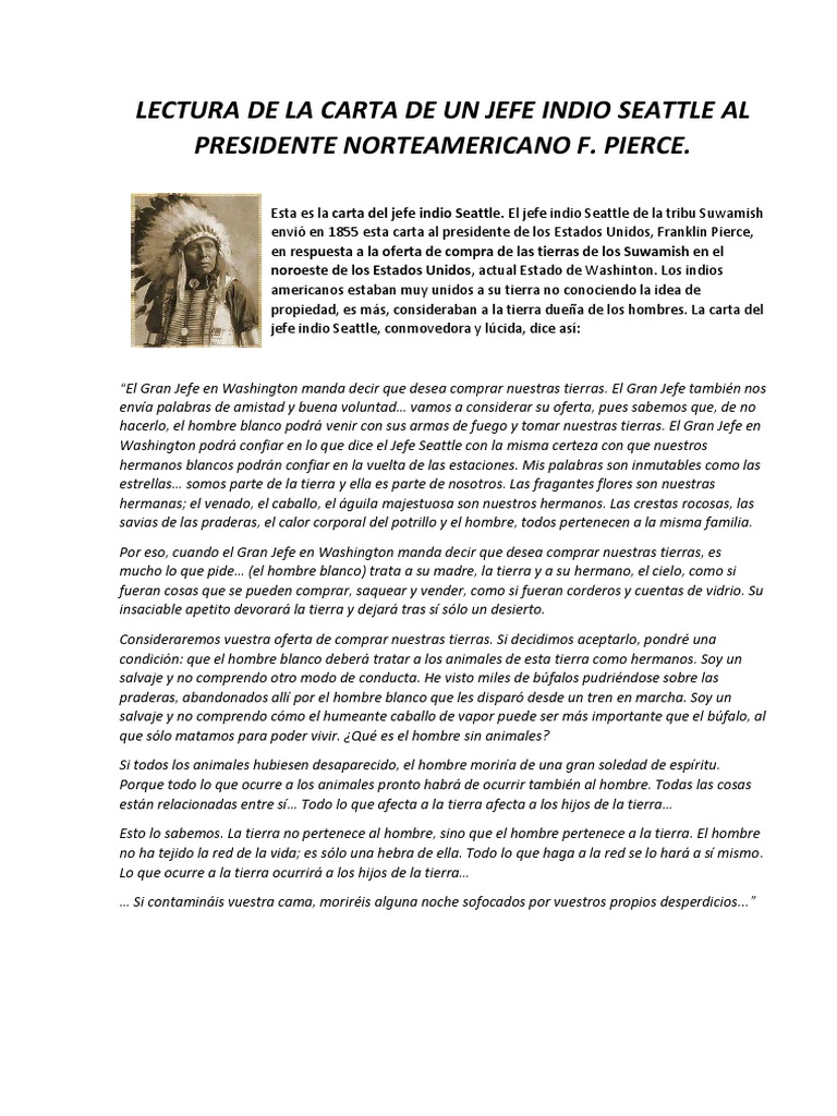 Carta del Jefe Seattle a F. Pierce | PDF