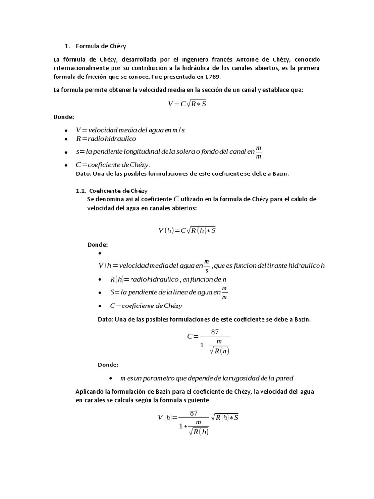 Formula de Chézy | PDF | Líquidos | Ingeniería mecánica