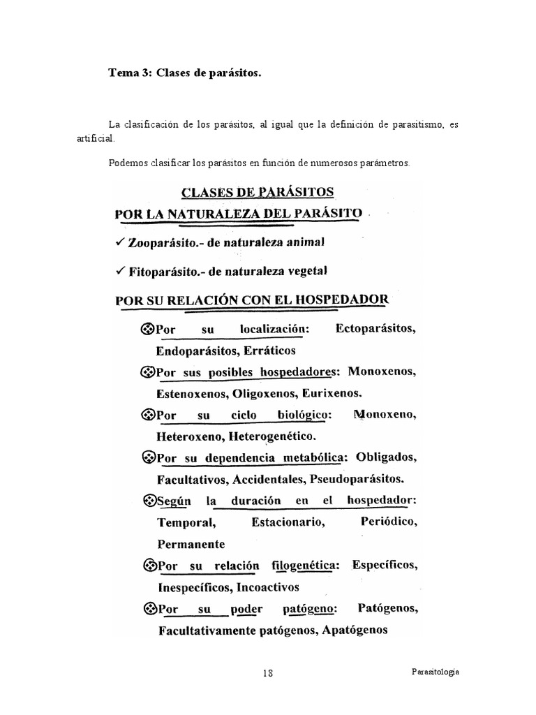 Clasificación de Parásitos: Tipos y Ciclos | PDF | Parasitismo | Organismos