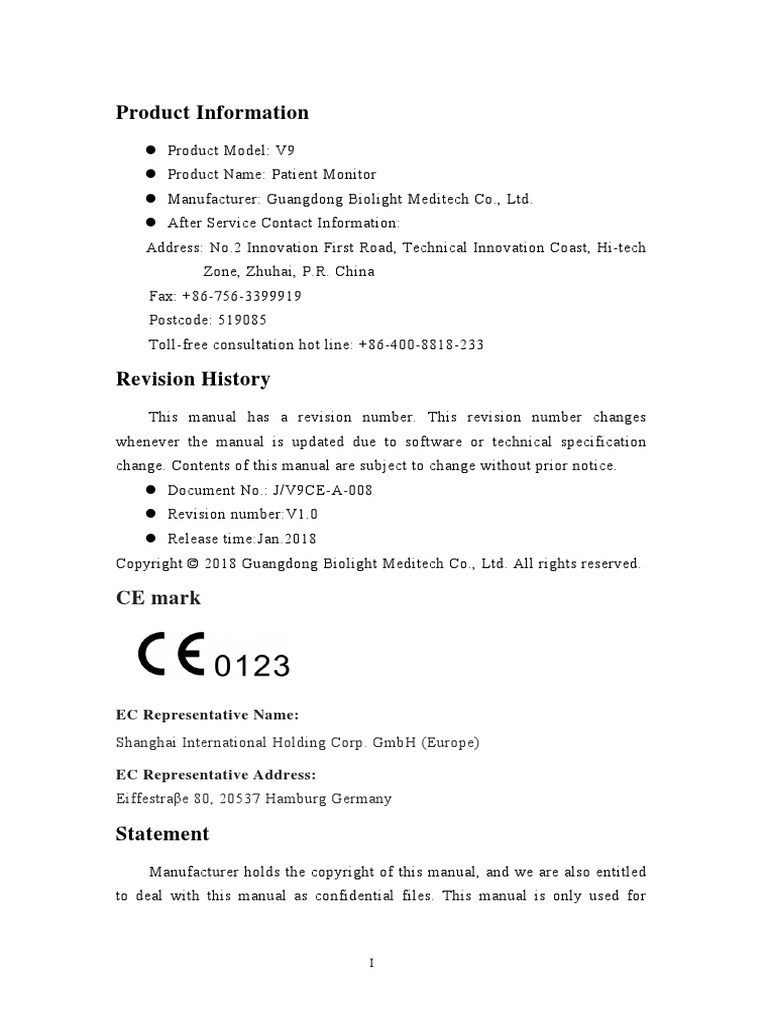 Manual of V9 Modular Patient Monitor | PDF | Electrical Connector ...