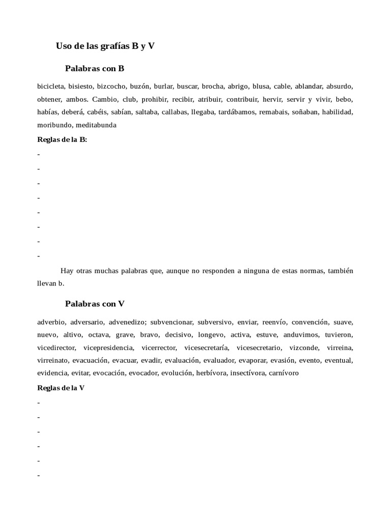 Reglas y Ejercicios de Uso de B y V | PDF