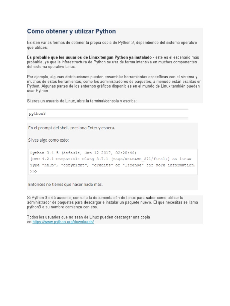 Instalar y usar Python 3 | PDF | Python (lenguaje de programación ...