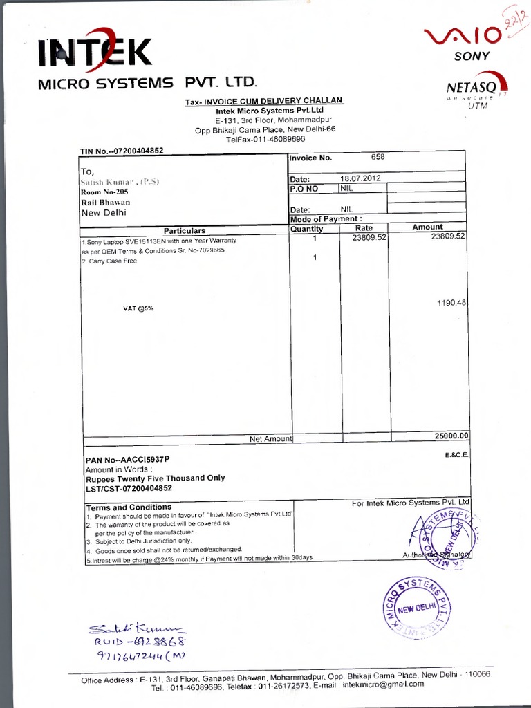 Laptop Purchase Invoice | PDF