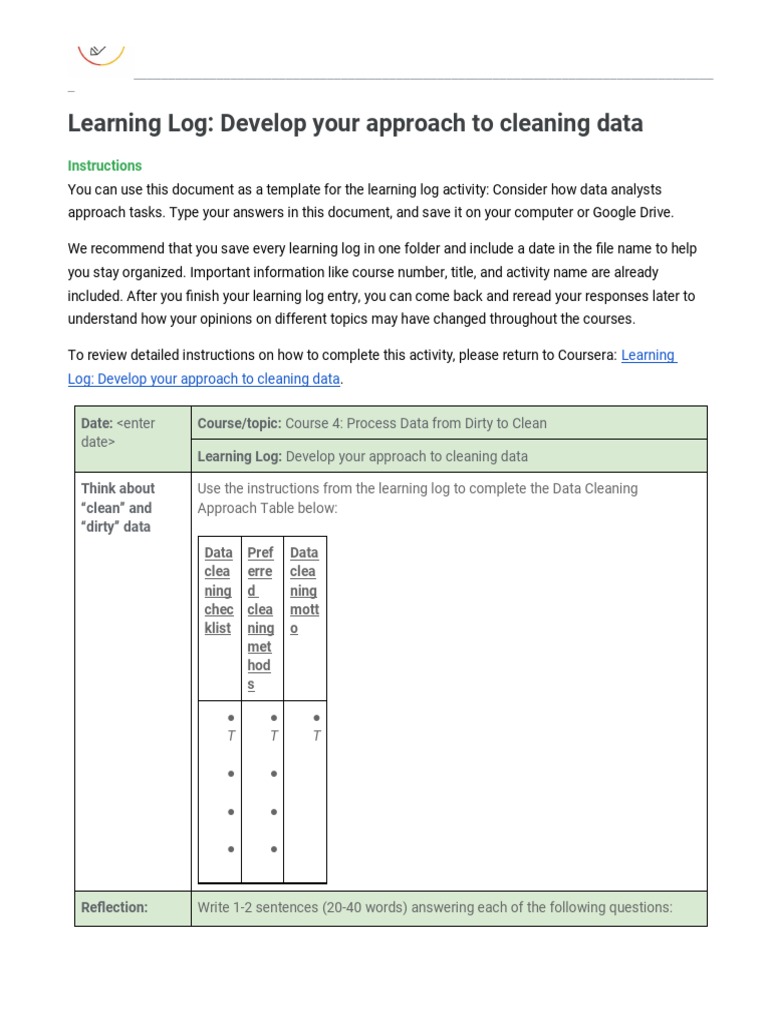 Data Cleaning Approach Learning Log | PDF | Data | Data Management